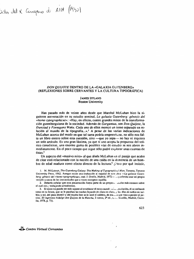 James Iffland. Don Quijote Dentro de La Galaxia Gutenberg (1990) | PDF