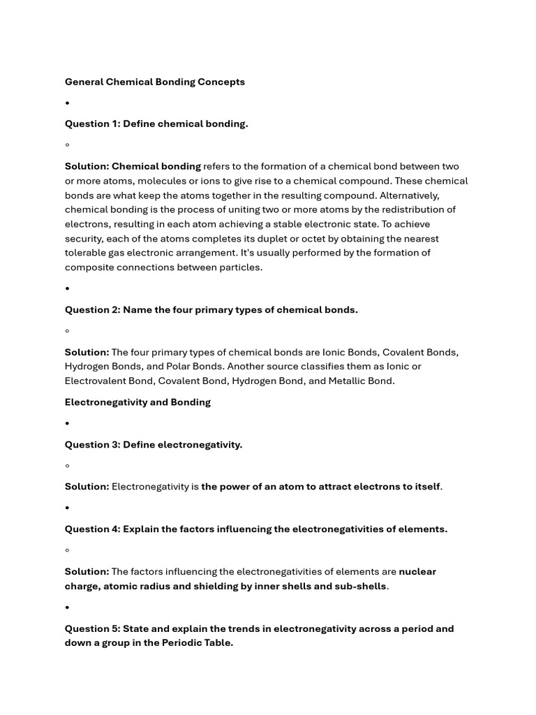 Ao1 Chemical Bonding | PDF | Ionic Bonding | Chemical Bond