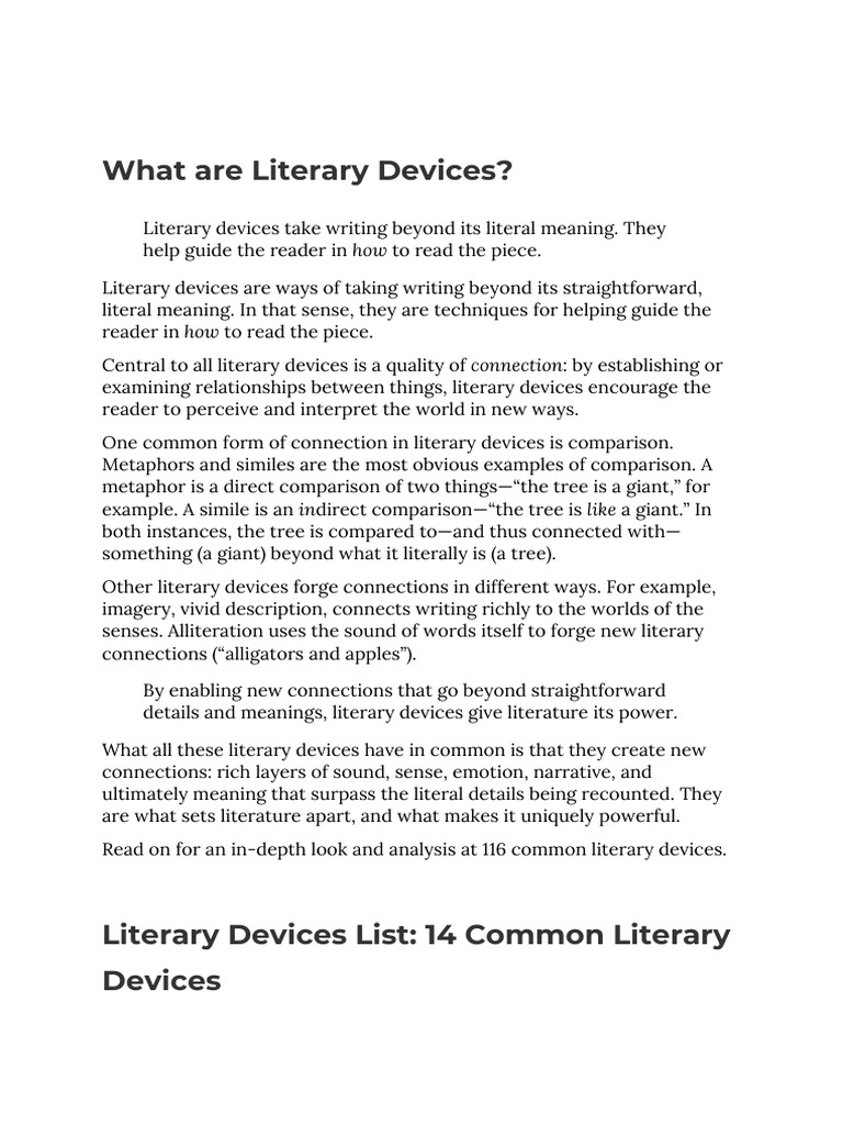 Understanding Common Literary Devices | PDF | Metaphor | Anthropomorphism