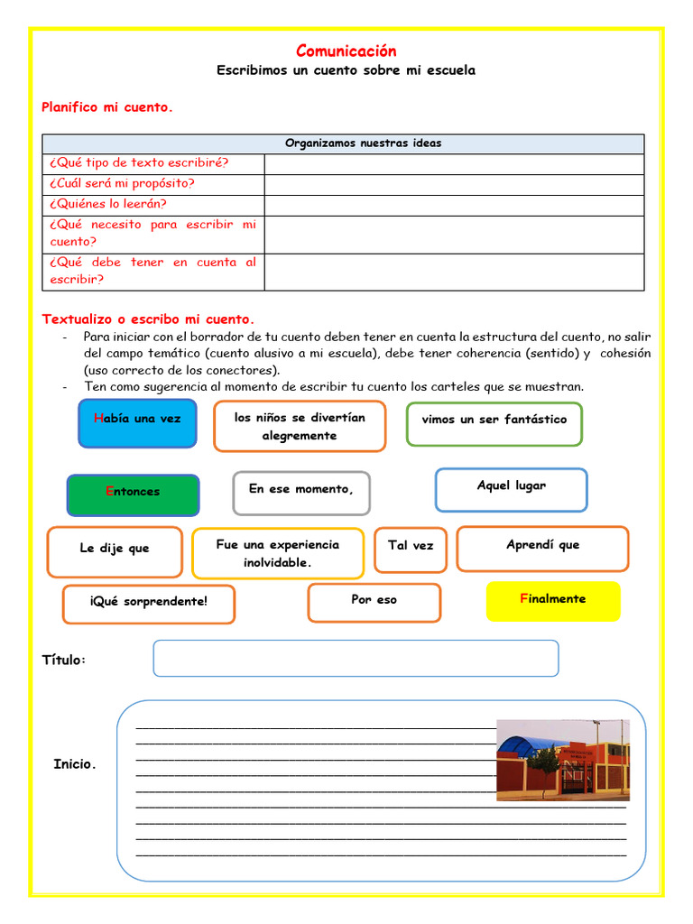 Escribiendo un Cuento sobre la Escuela | PDF