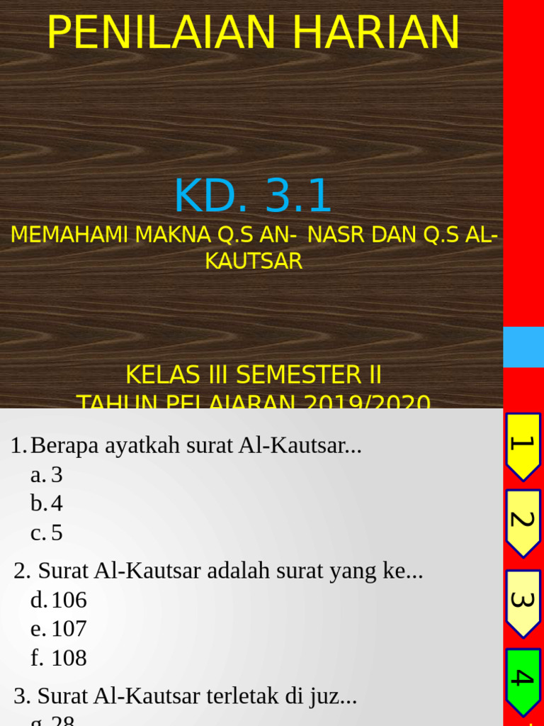 Salinan Penilaian Harian Kd. 3.1 Kelas 3 Semester II Tp. 2019-2020 | PDF