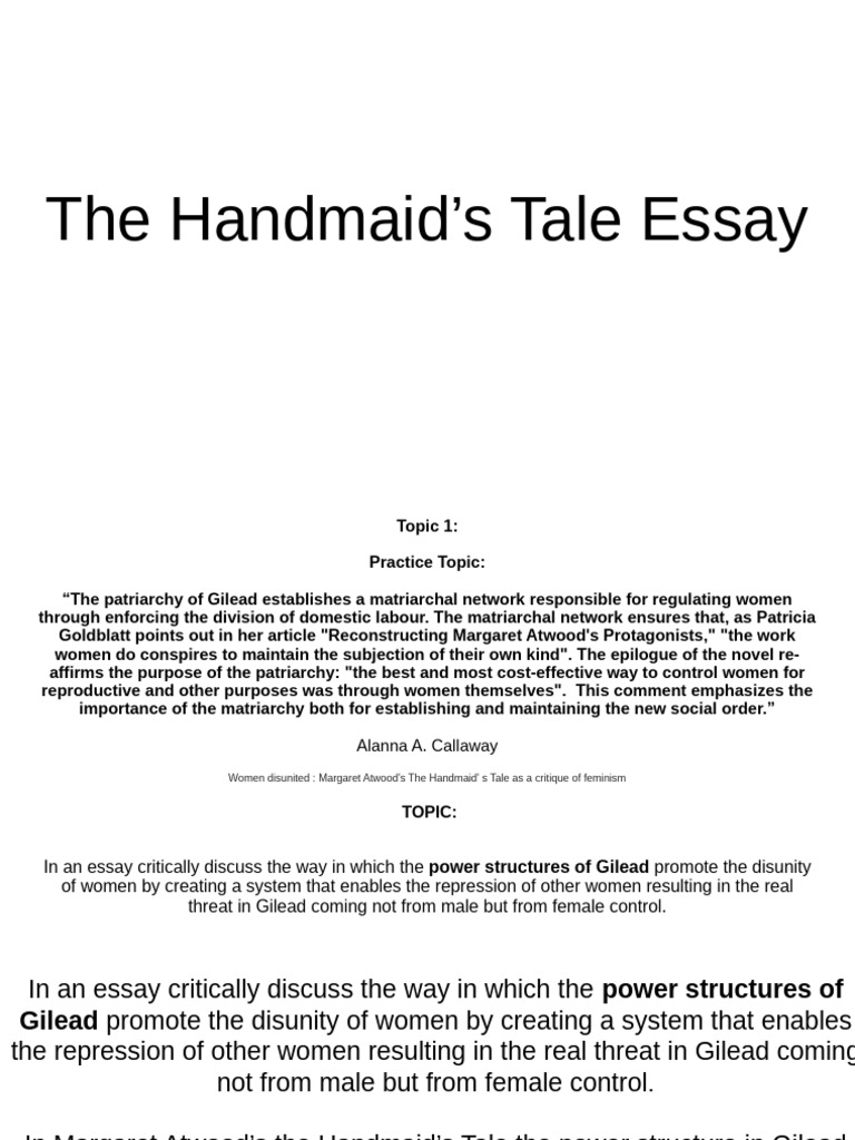The Handmaid's Tale Essay | PDF