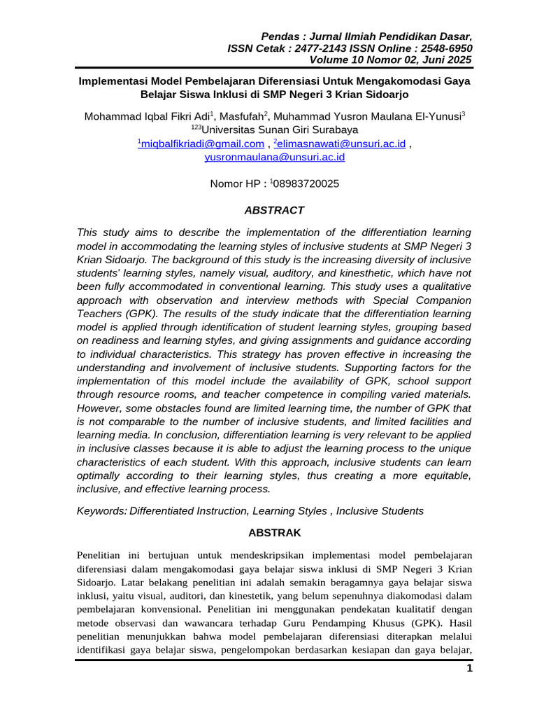 Jurnal Pendidikan Iqbal Fikri | PDF