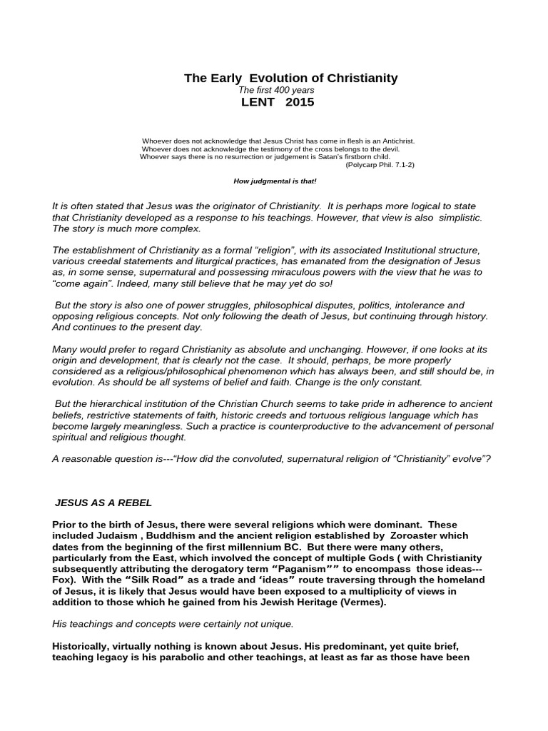 Early Christianity's Evolution Explained | PDF | Jesus | Paul The Apostle