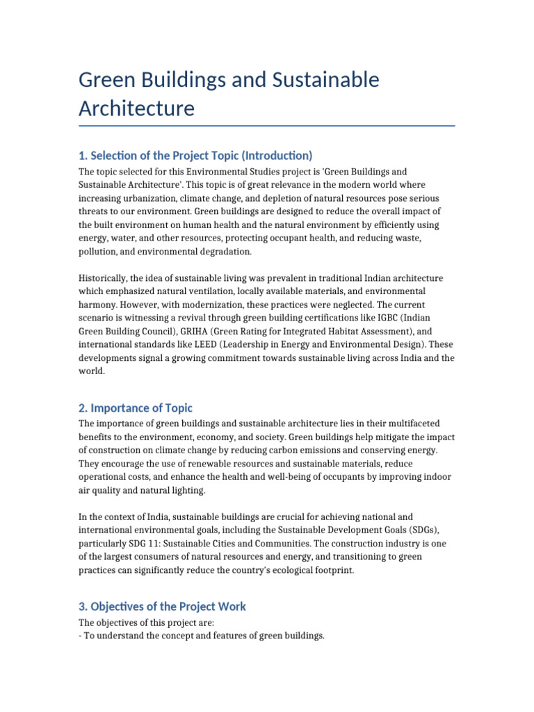 Green Buildings: Project Report Insights | PDF | Green Building ...