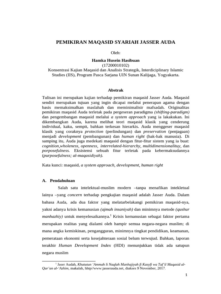 Pemikiran Maqasid Syariah Jasser Auda | PDF