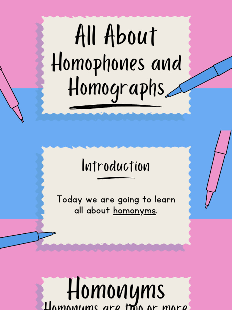 Homophones Presentation in Pink Blue Illustrative Style | PDF