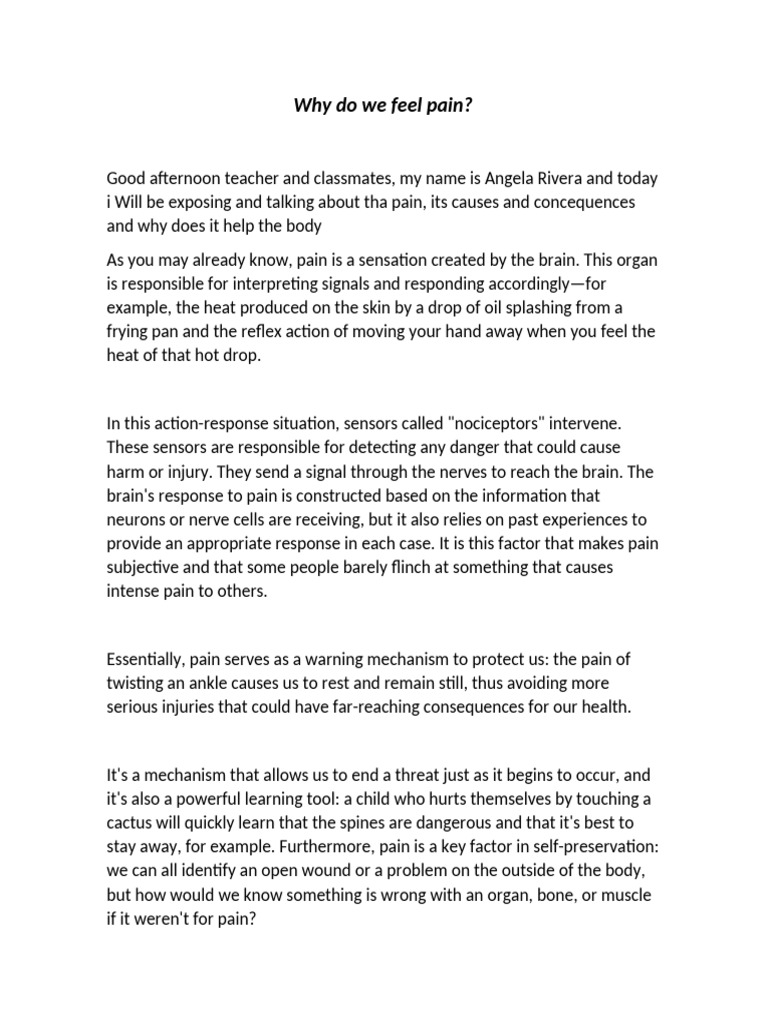 Understanding the Role of Pain | PDF