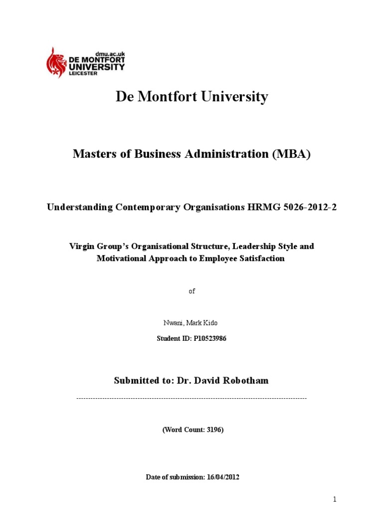 Virgin Group Structure, Leadership Structure and Appraoch To Employee ...