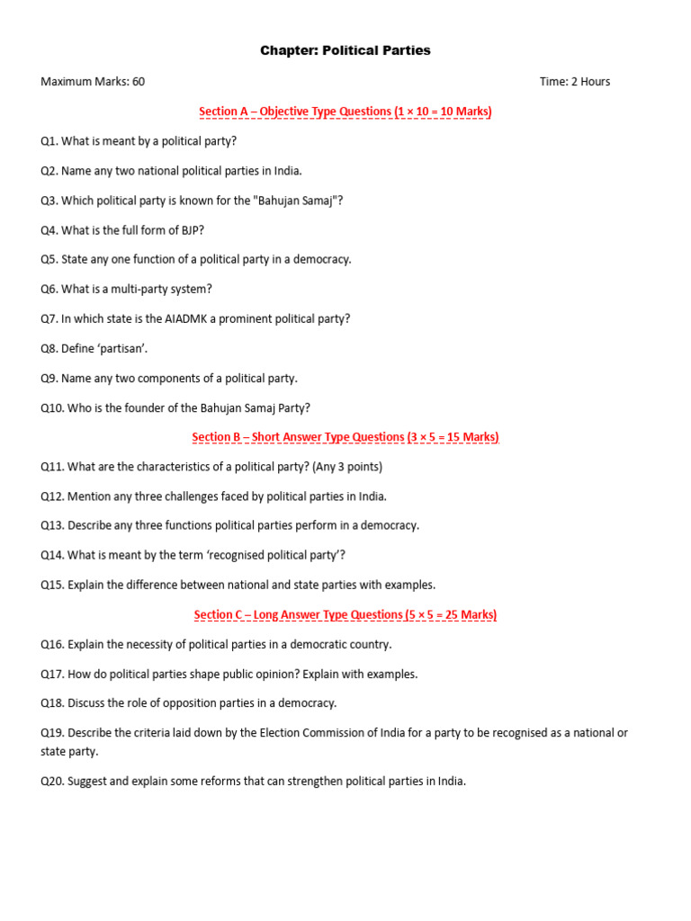 Political Parties Worksheet PDF | PDF | Elections | Political Events