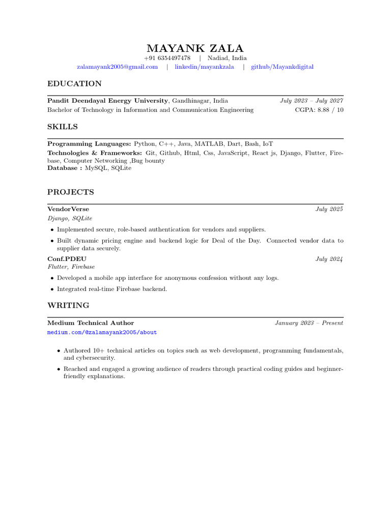Mayank Resume | PDF