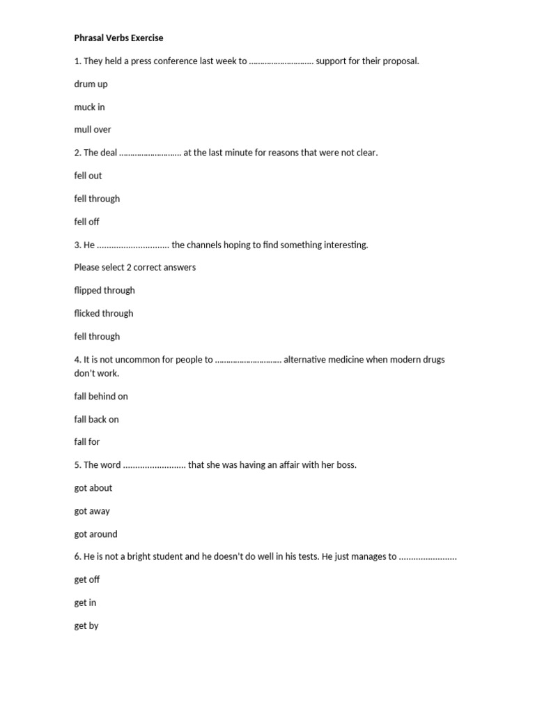 Phrasal Verbs Practice Exercise | PDF