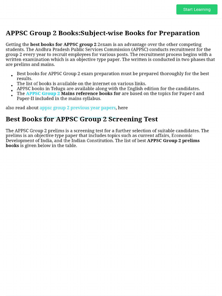 APPSC Group 2 Books - Subject-Wise Books For Preparation | PDF