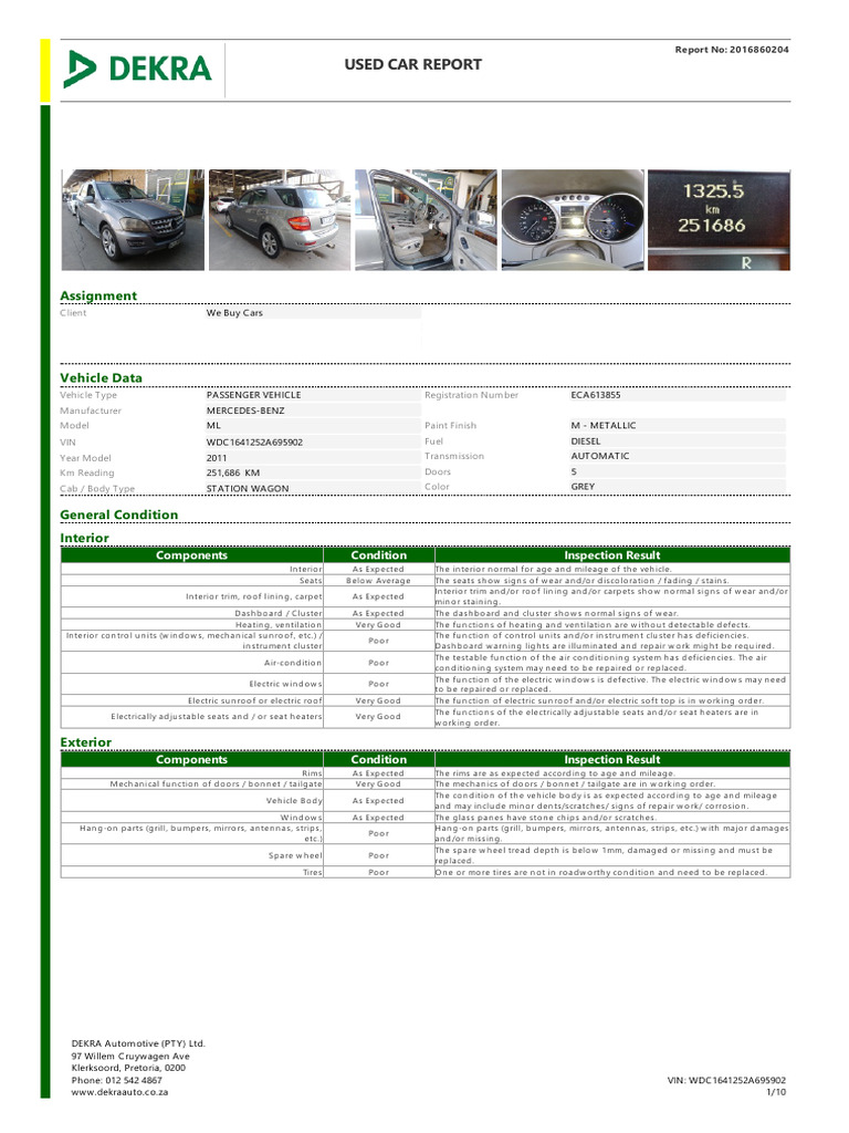 Https Webuycarssa - Blob.core - Windows.net Dekra-Reports 1537617 | PDF ...
