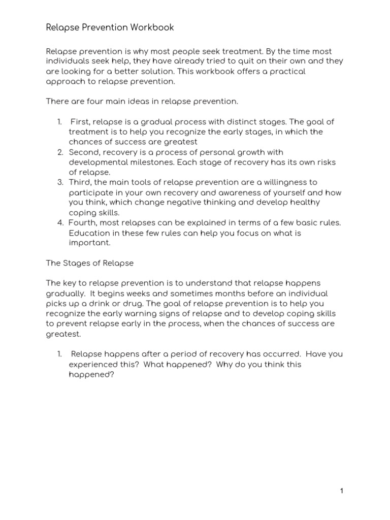 Relapse Prevention Strategies Workbook | PDF | Relapse | Drug Withdrawal