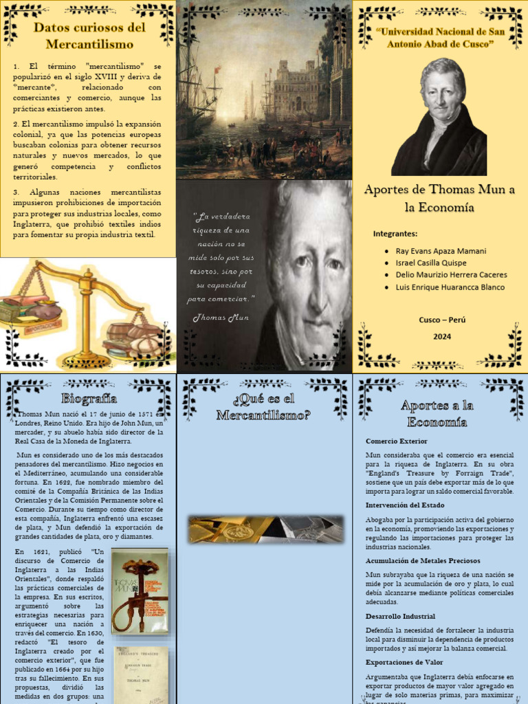 Aportes de Thomas Mun al Mercantilismo | PDF | Mercantilismo | Economias