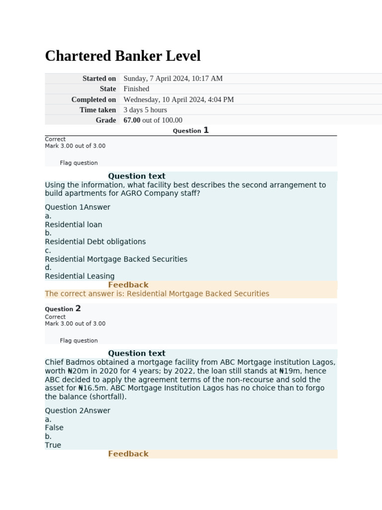Chartered Banker Level Exam Results | PDF | Bonds (Finance) | Interest