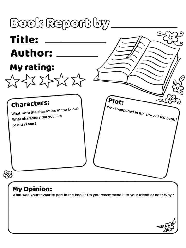 Book Report Worksheet Template Paper Craft | PDF