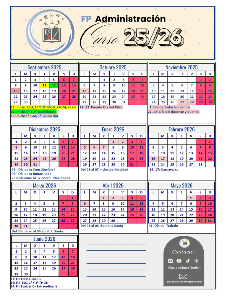 Calendario Escolar 2025-2026 | PDF | Observancias | Fiestas cristianas ...