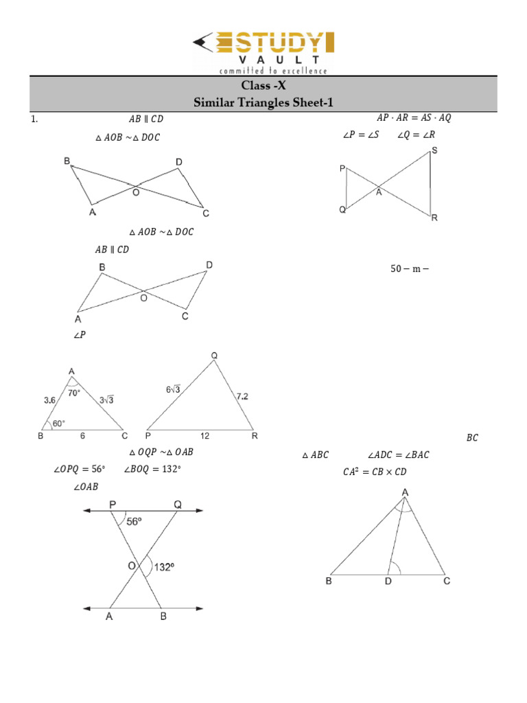Class X Similar Triangles & Trigonometry | PDF | Circle | Trigonometry