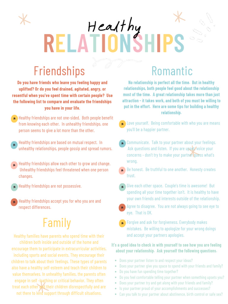 Signs of Healthy Relationships | PDF | Self Esteem | Friendship