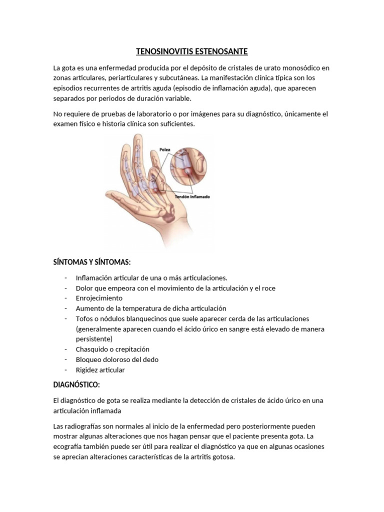 Tenosinovitis Estenosante: Síntomas y Tratamiento | PDF | Gota ...