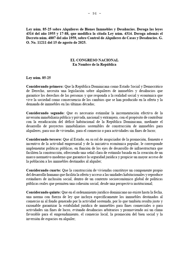 Ley 85-25 de Alquileres | PDF | Sentencia (ley) | Apelación