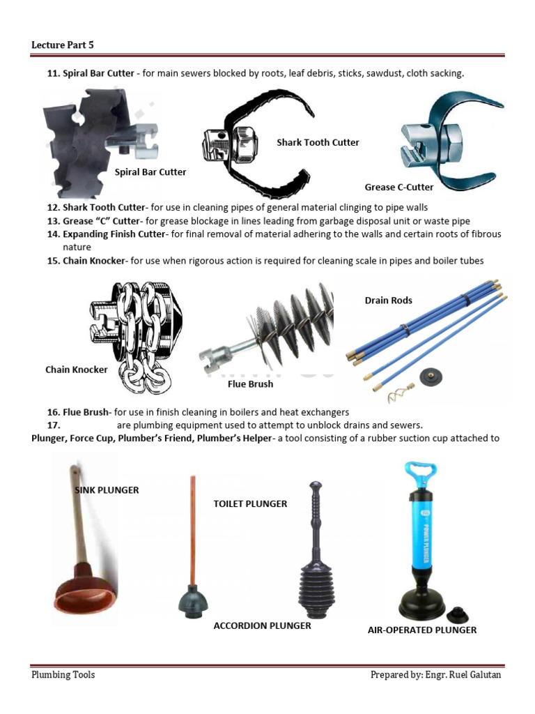 Familiarize Lecture Part 5 Plumbing Tools 14 | PDF