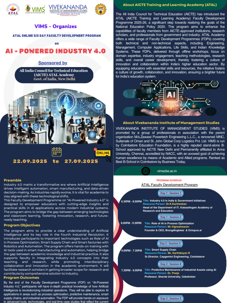 ATAL Online FDP - Brochure | PDF | Artificial Intelligence | Intelligence (AI) & Semantics