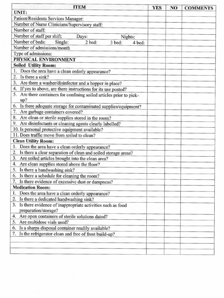Infection Control Monthly Audit | PDF