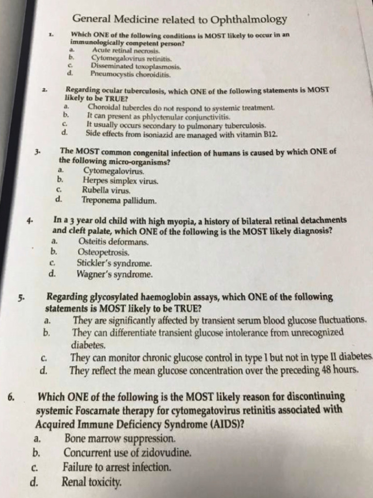 ICO Clinical Exam 2018 | PDF