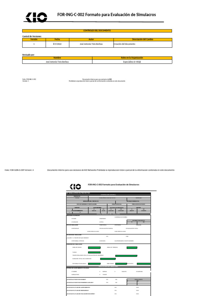 For ING C 002 FormatoparaEvalucióndeSimulacros | PDF