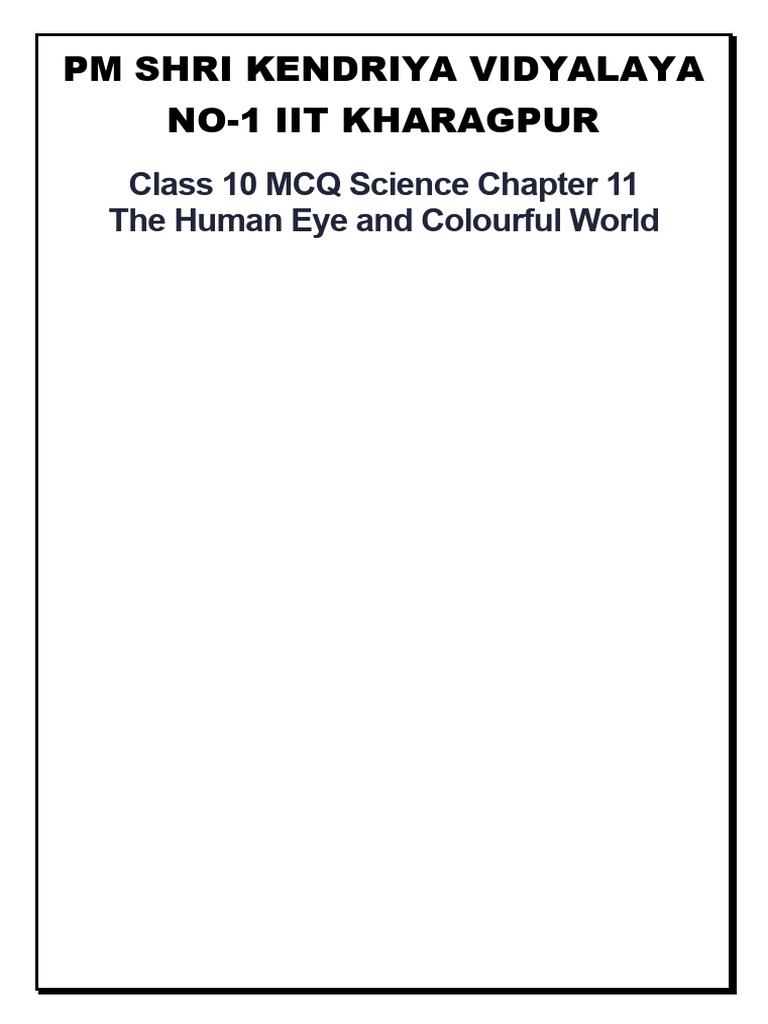 Class 10 Science MCQs: Human Eye | PDF | Refraction | Refractive Index