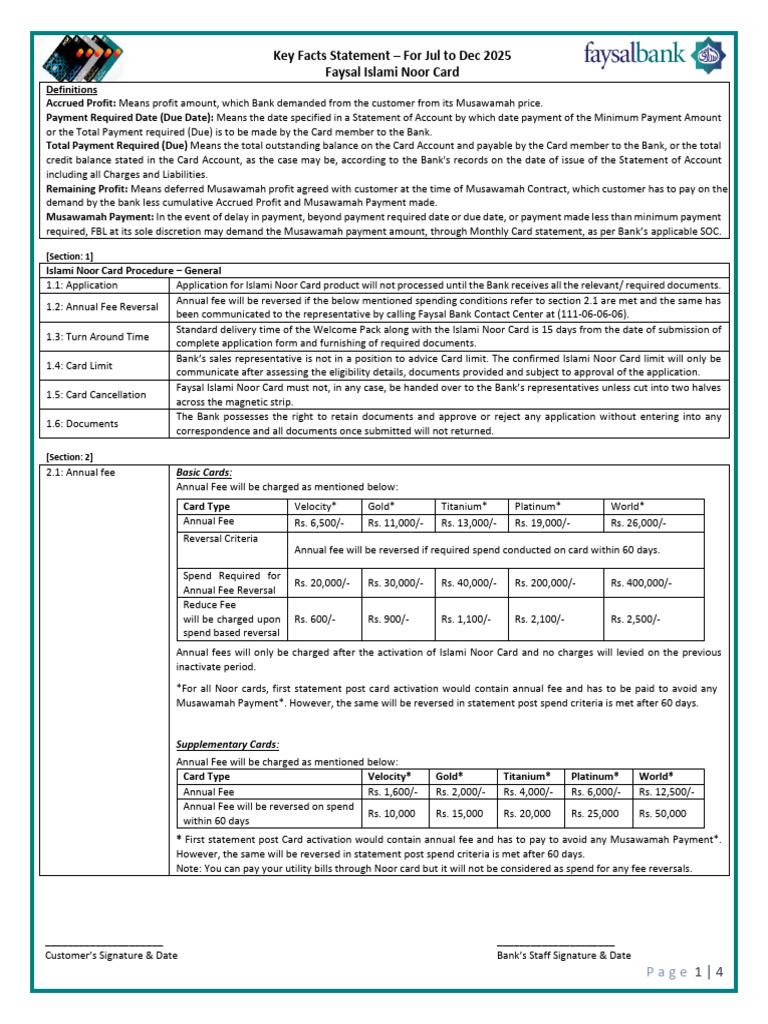 Faysal Bank Noor Card Benefits Overview | PDF | Banks | Payments