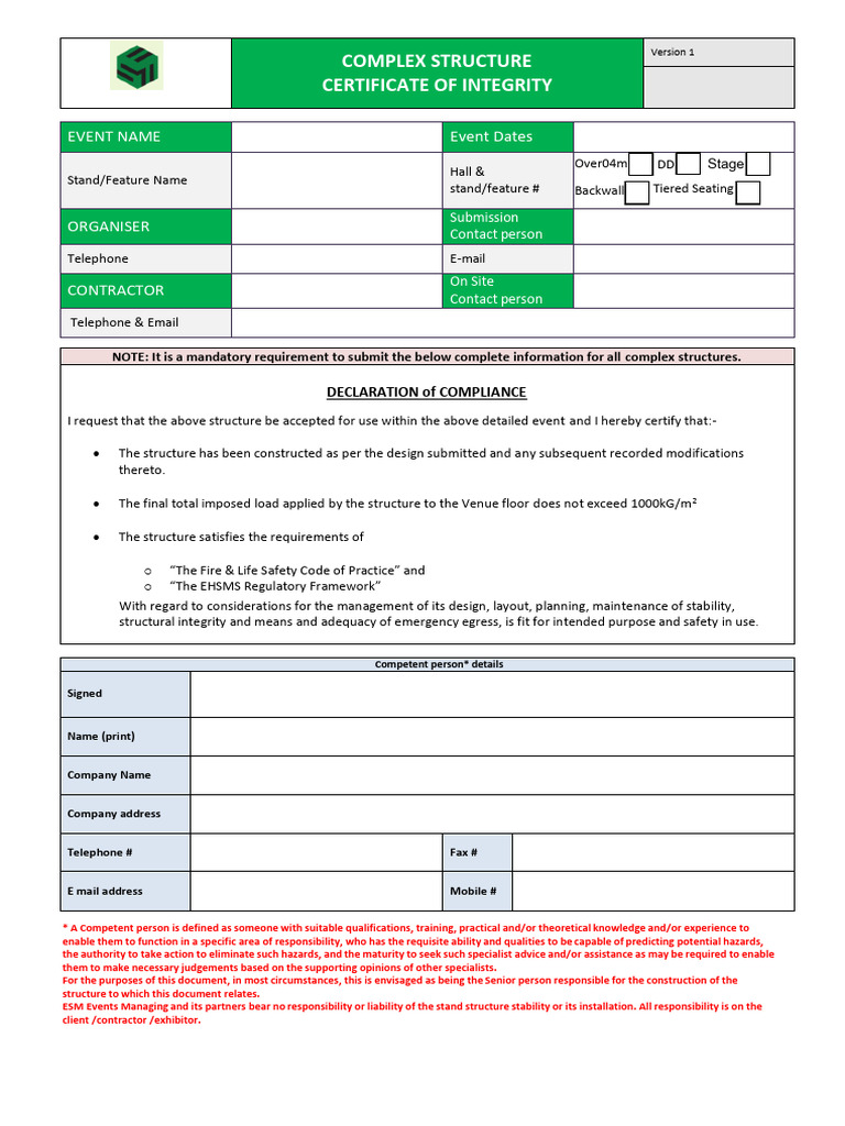Complex Structure Integrity Certificate | PDF