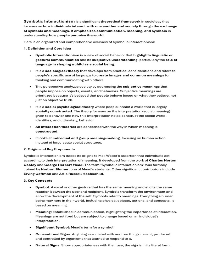 Symbolic Interactionism | PDF | Liberal Arts Education | Human ...