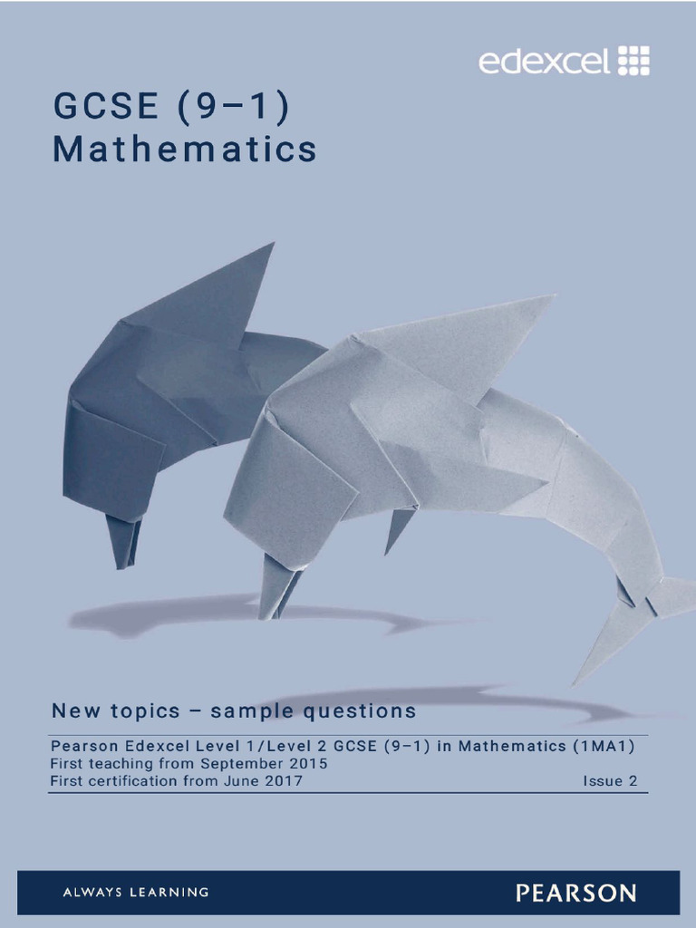 GCSE 9 1 Mathematics New Topics Sample Questions Issue 2 | PDF