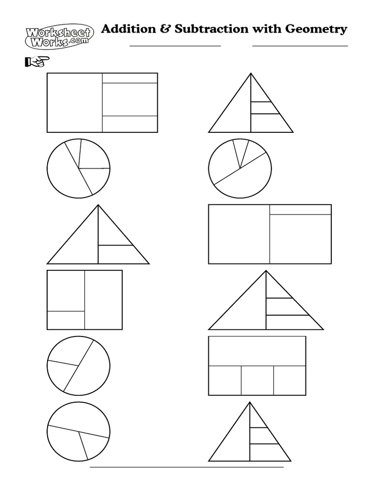 WorksheetWorks Addition Subtraction With Geometry 4 | PDF