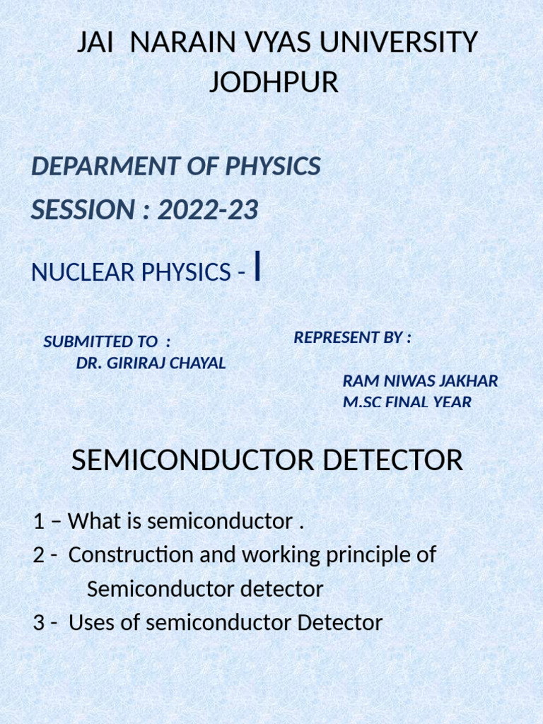 Semiconductor Detectors and Artificial Sun | PDF