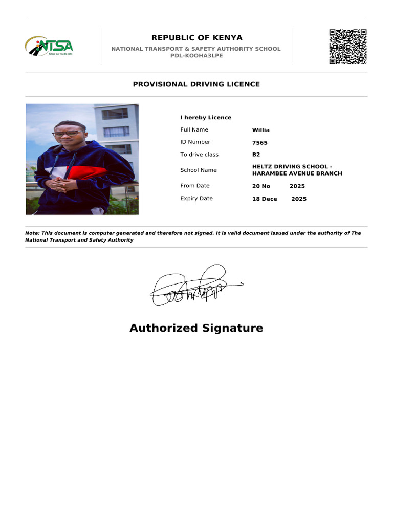Provisional Driving License - Kenya | PDF