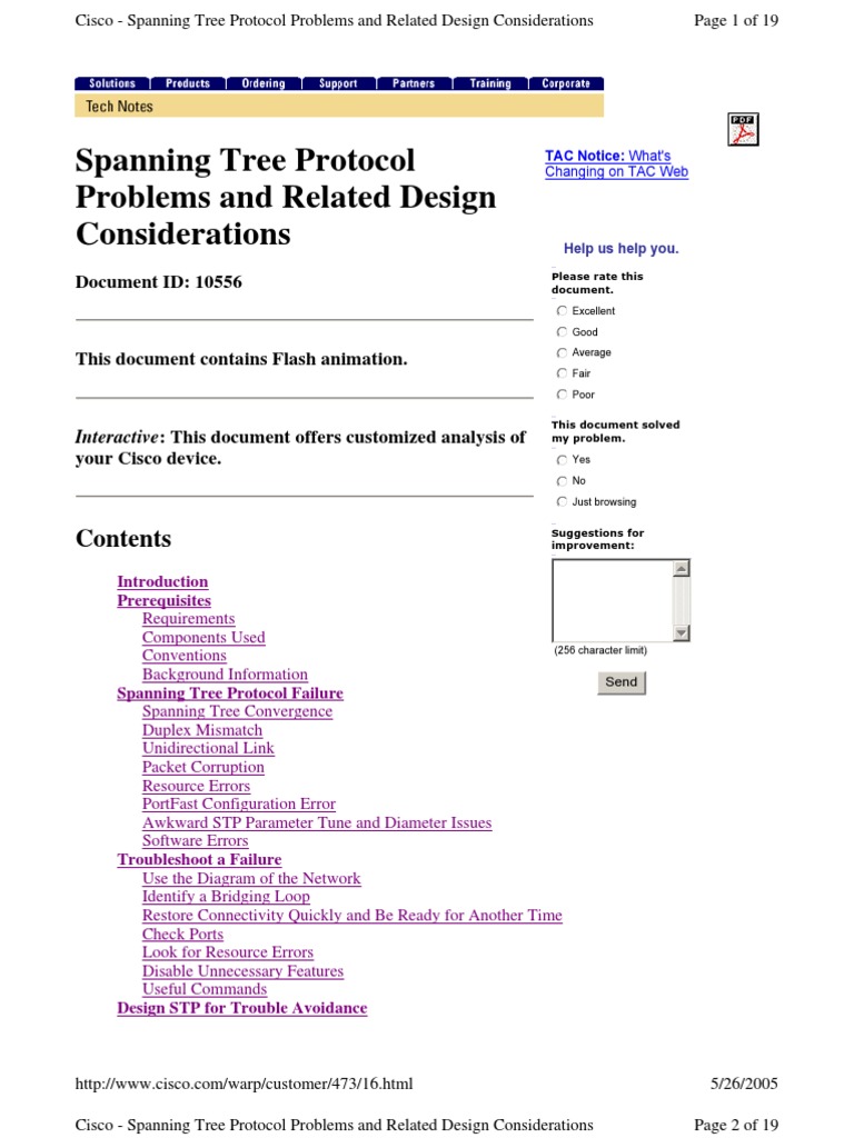 Spanning Tree Protocol Problems and Related Design Considerations | PDF ...