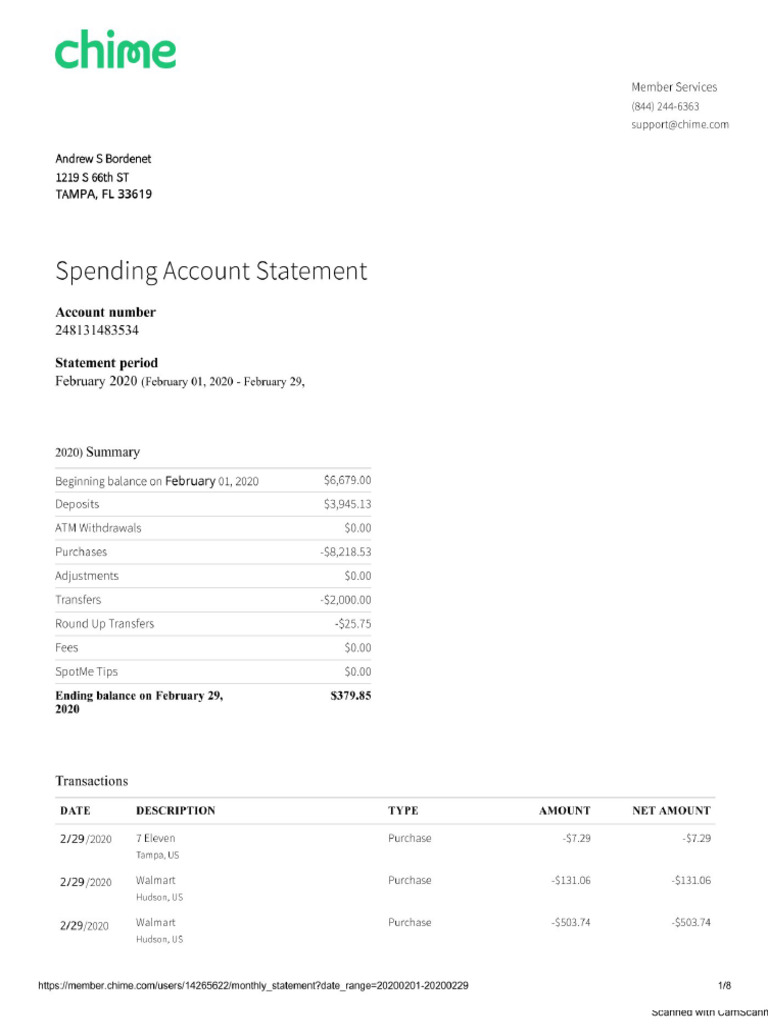 Andrew February 2020 Statement Chime - PDF 1 | PDF