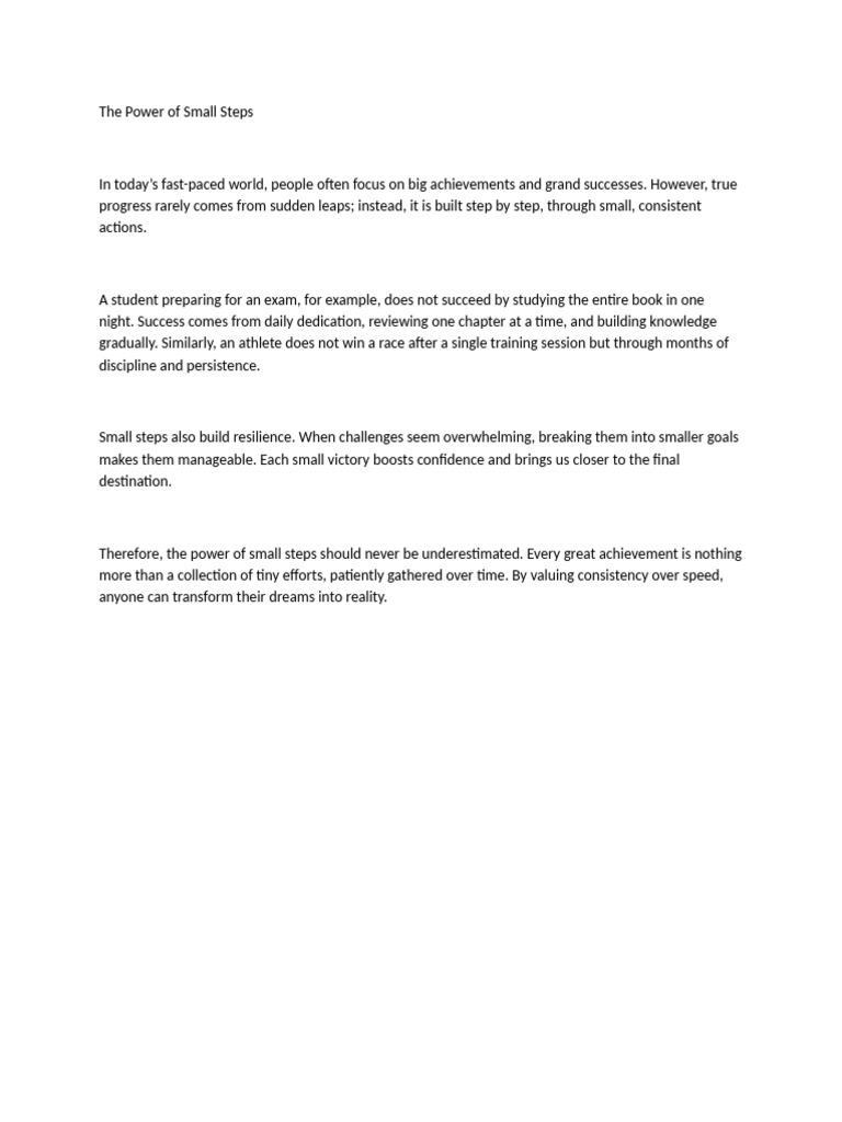 Harnessing the Power of Small Steps | PDF
