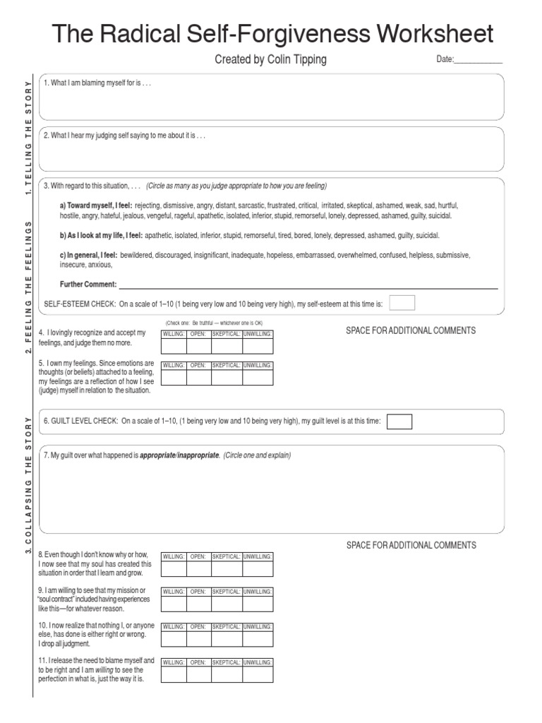 Radselfforgiveworksheet 2 | PDF | Forgiveness | Self Esteem