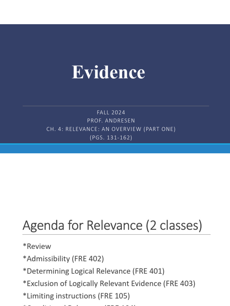 2 - Relevance Overview - CHP 4 - Part 1 | PDF | Relevance (Law ...