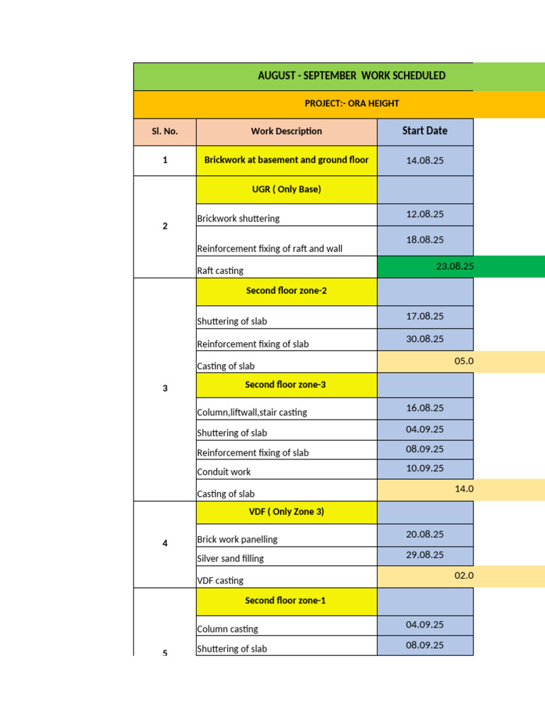 August-September Work Schedule: Ora Height | PDF | Architectural Design ...