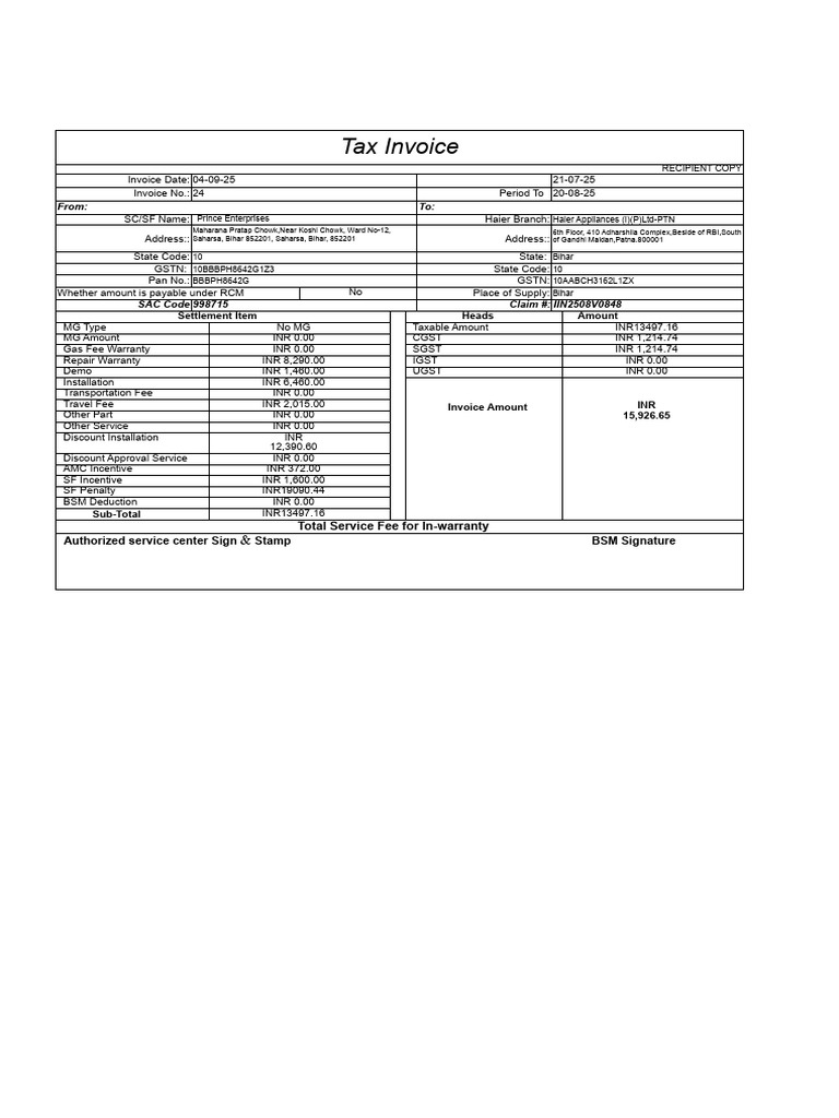 Invoice September | PDF | Taxes | Government Finances