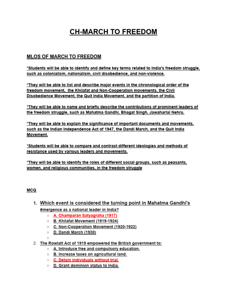 India's Freedom Struggle Overview | PDF | Indian Independence Movement ...