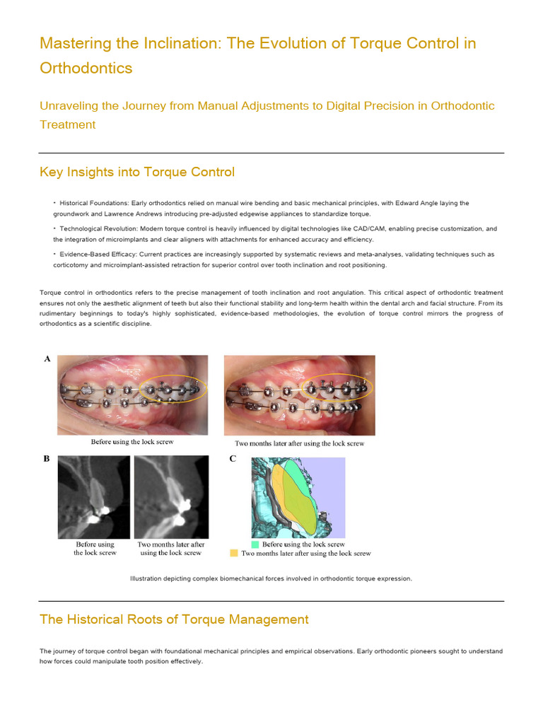 Torque Control Evolution in Orthodontics | PDF | Orthodontics ...