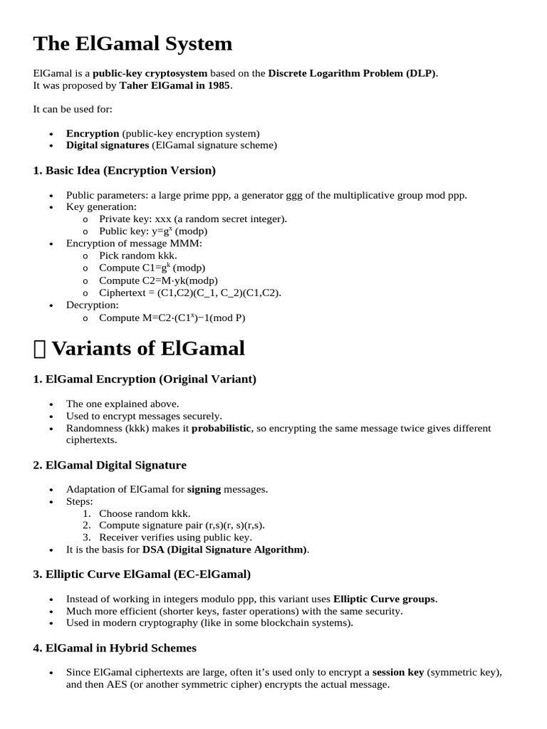 The ElGamal System | PDF